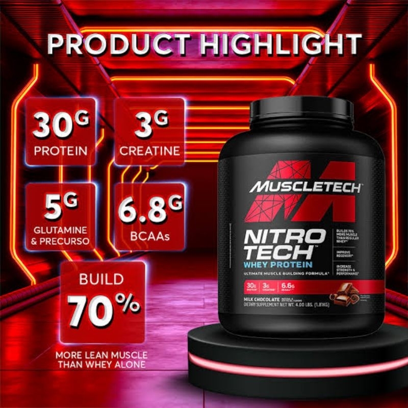 Jual Muscletech Nitrotech 4 Lbs Whey Protein Nitrotech 4Lbs | Shopee ...