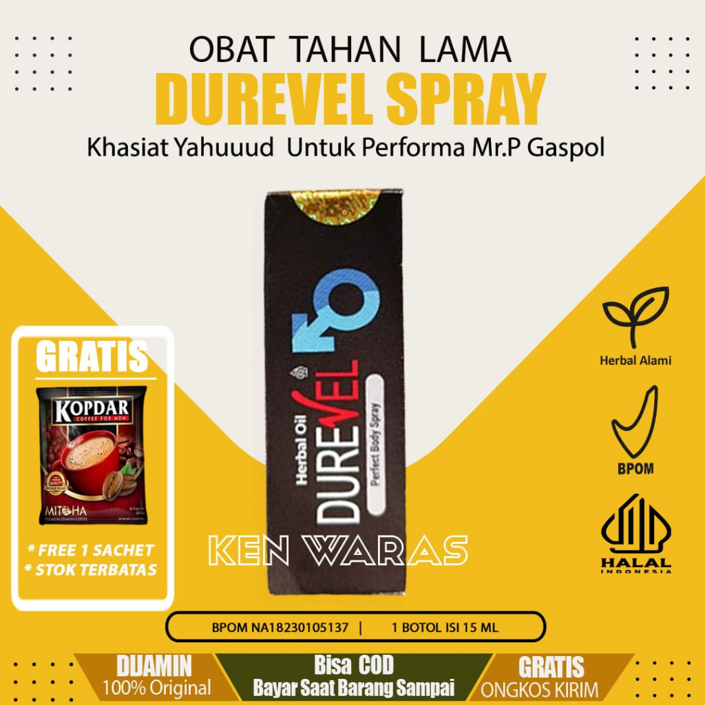 Jual Herbal Obat Kuat Oles Vitalitas Pria Durevel Spray 15ml Asli Original Tahan Lama Diatas ...