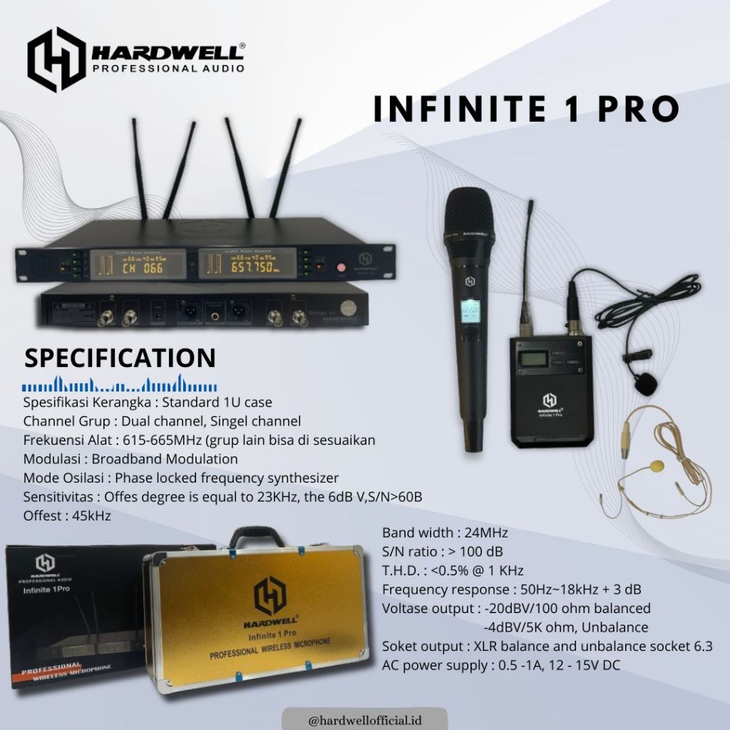 Jual Mic Wireless Hardwell Infinite 1 Pro Pegang clipon headset ...