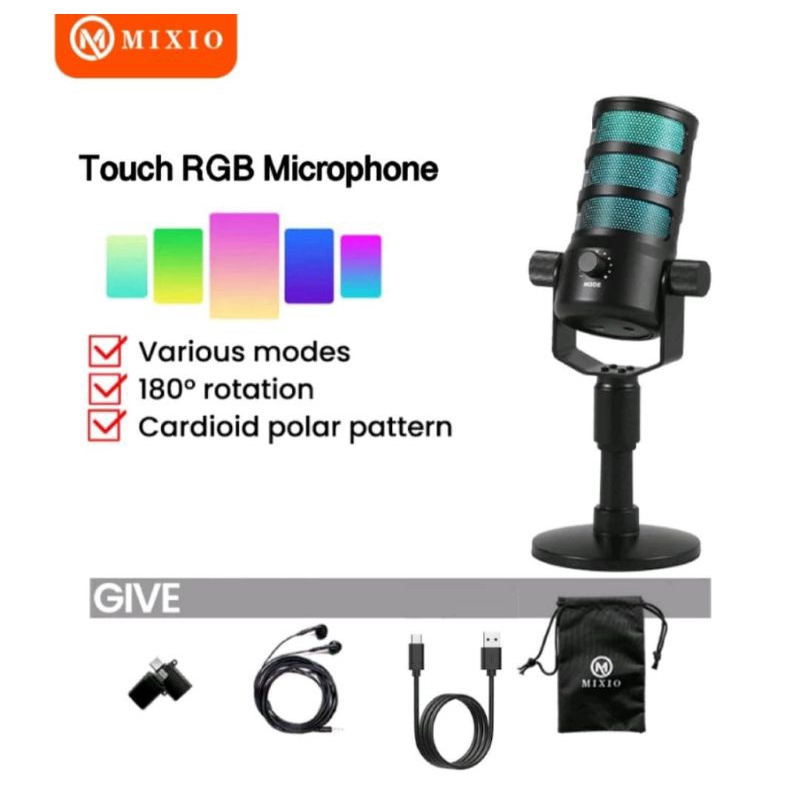 Jual MIXIO TL-H1 Condenser Microphone USB Type-C with RGB Streaming ...