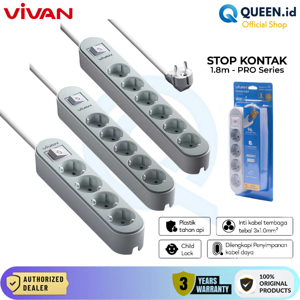 Jual VIVAN VPS PRO Power Socket Stop Kontak Saklar 4-6 Port Colokan ...
