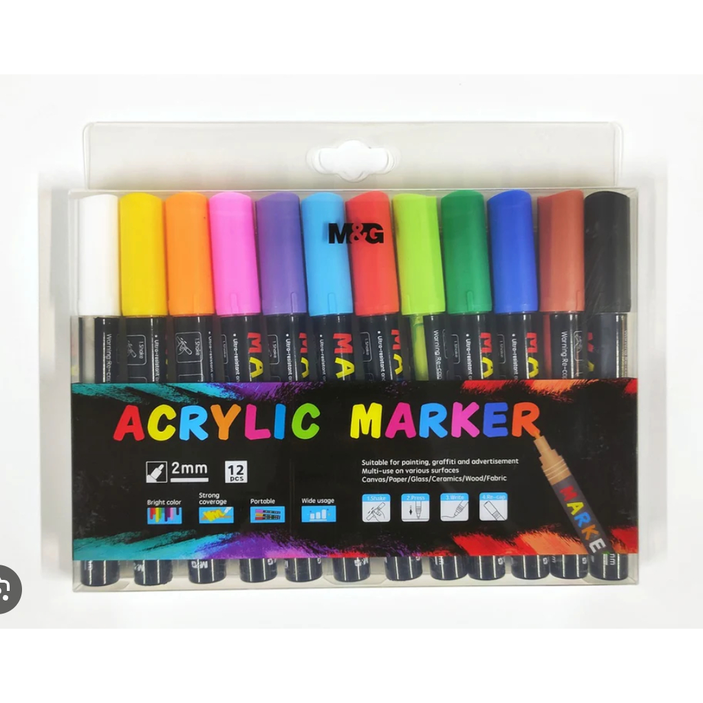 Jual M&G Spidol Akrilik/ Acrylic Marker Set 12 Multifungsi Paint Marker ...