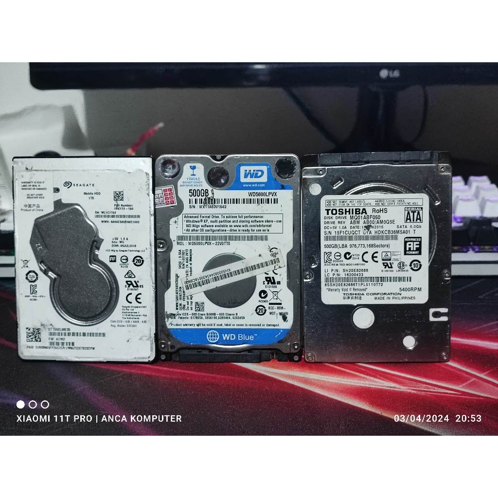 Jual Hardisk laptop slim 500gb dan 1000gb 2,5 inch sentinel 100/100 ...