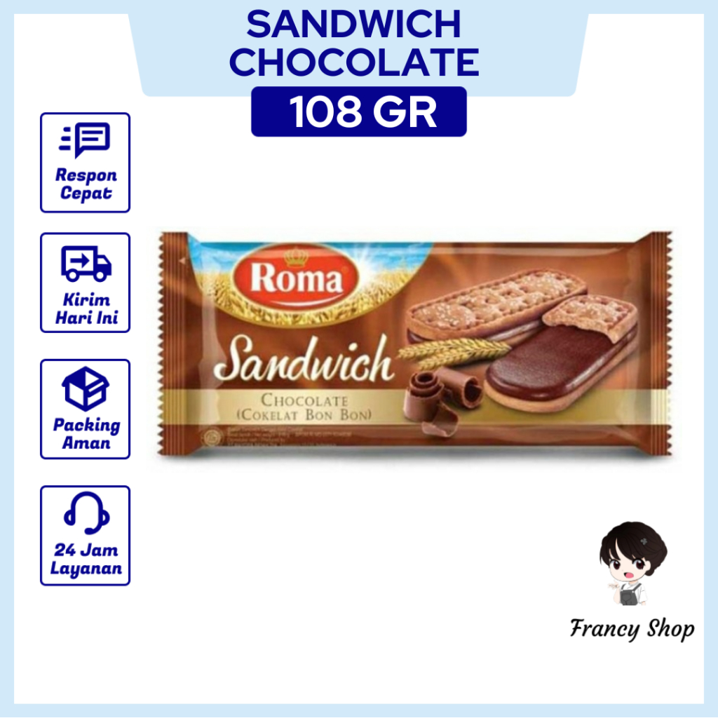 Jual Roma Sandwich Chocolate Biskuit Sandwich Cokelat 108 Gr | Shopee ...