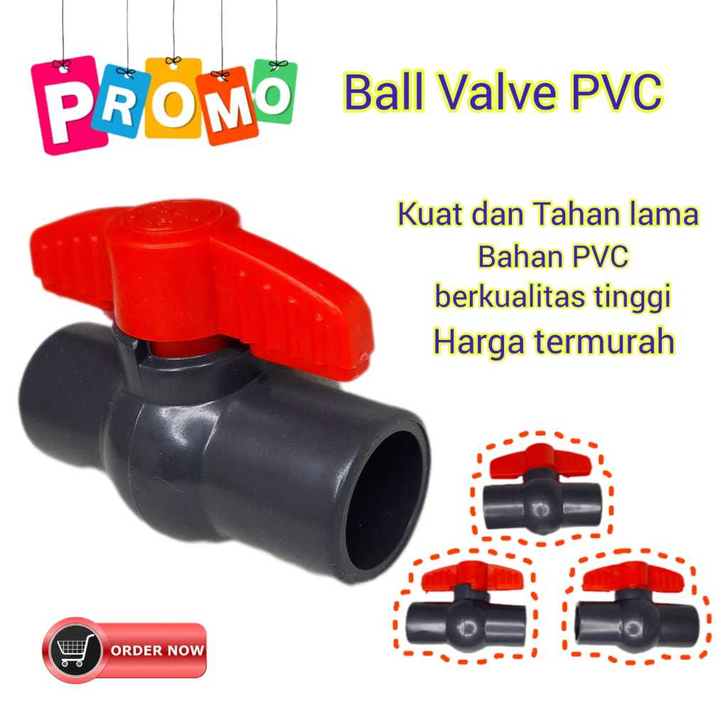 Jual Ball Valve Valev PVC Stop Keran Kran Plastik 1/2" Abu Stop Kran Sambungan Pipa Ball Valve ...