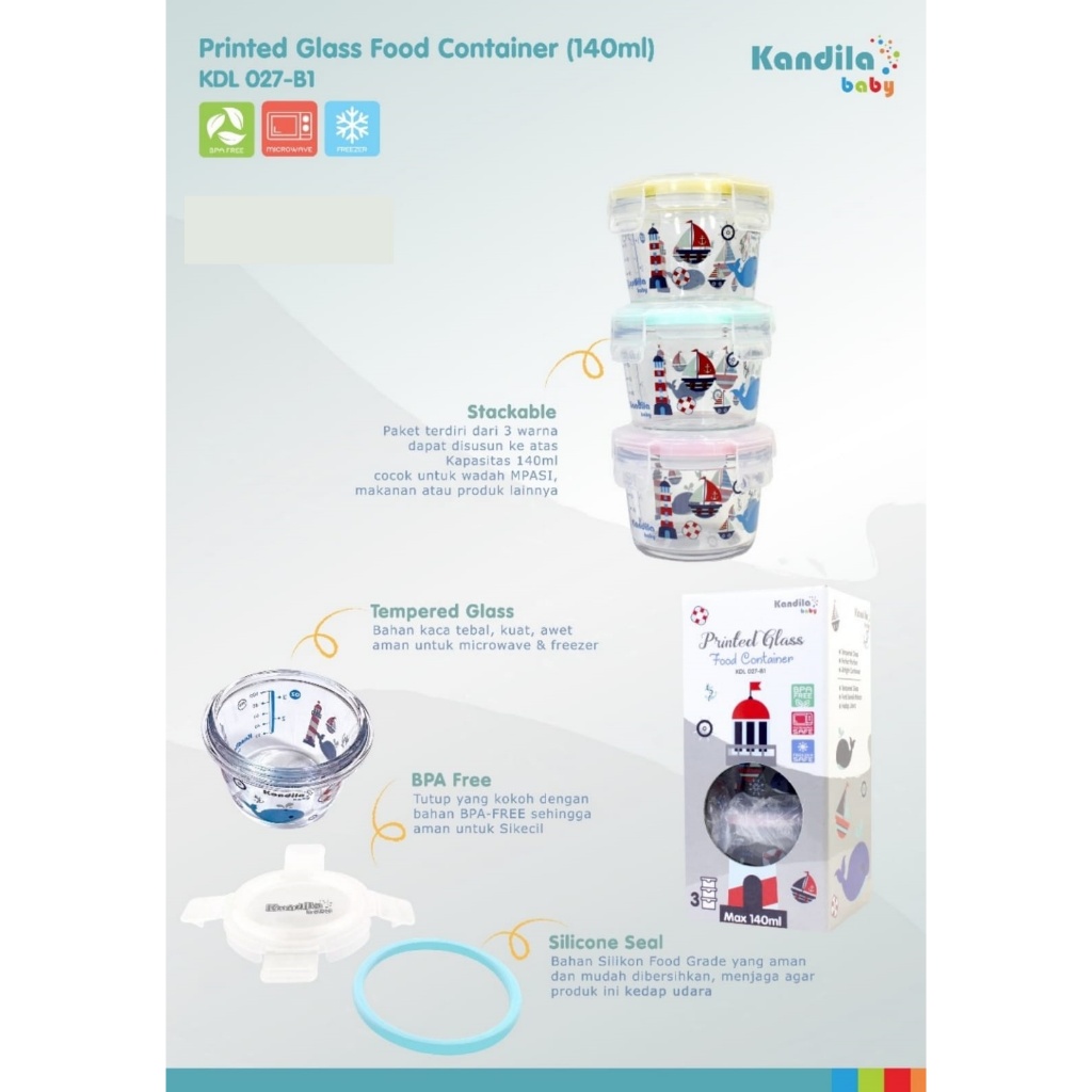 Jual MAK319 KANDILA GLASS FOOD CONTAINER TEMPAT SIMPAN ASI KACA kdl027 ...
