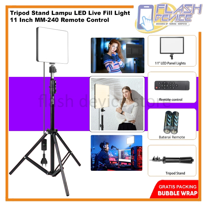 Jual Tripod Stand Lampu LED Live Fill Light 11 Inch MM-240 Remote ...