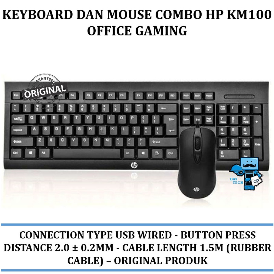 Jual Keyboard Dan Mouse Combo HP KM100 KM-100 Office Gaming - Original ...