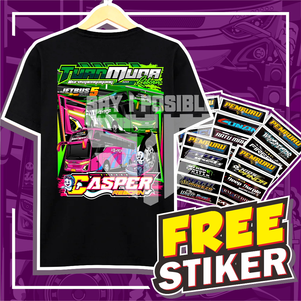 Jual ( FREE STIKER ) KAOS BUS MANIA TUAN MUDA X CASPER UPIN IPIN REBORN ...