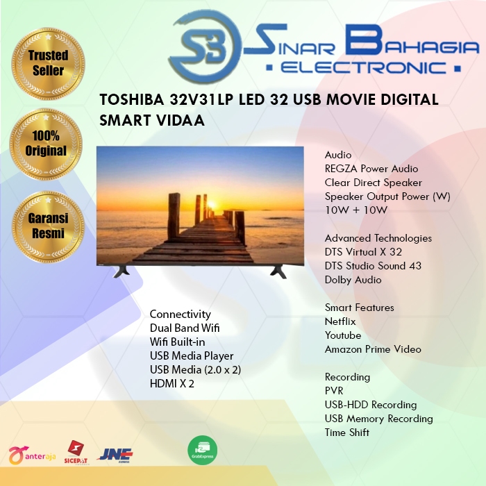 Jual TOSHIBA 32V31LP LED 32 USB MOVIE DIGITAL SMART VIDAA (NEW) (KHUSUS BANDUNG) | Shopee Indonesia