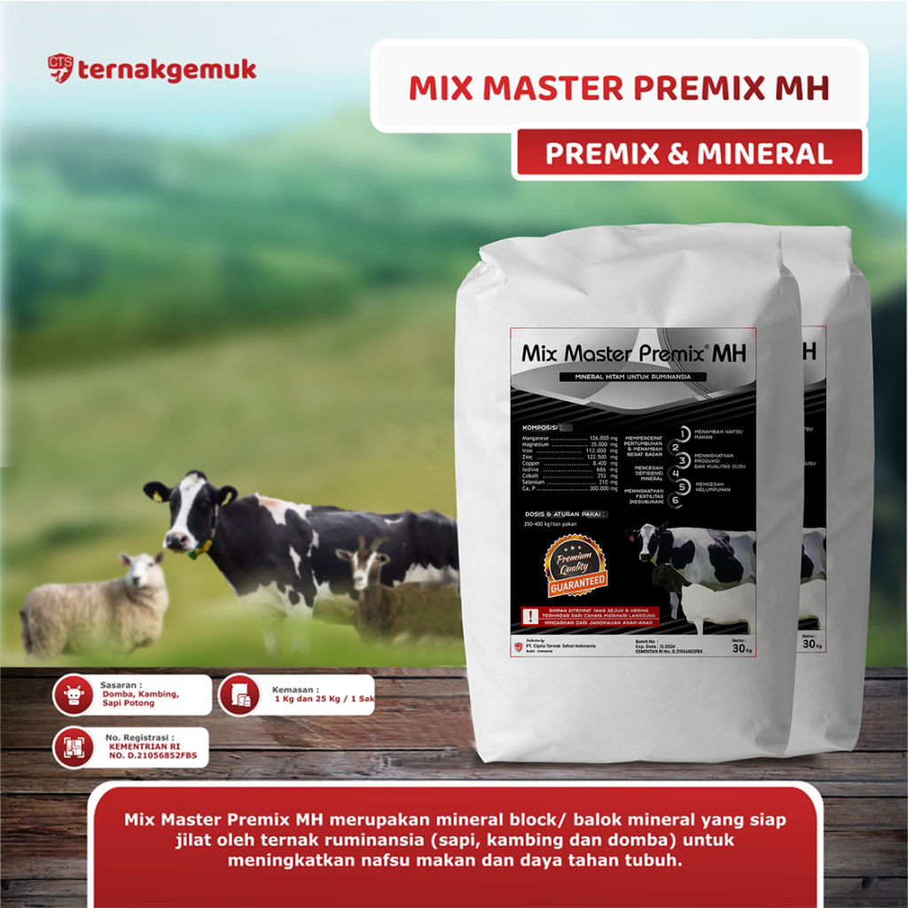 Jual 1 ZAK PREMIX TERNAK PREMIUM MINERAL HITAM MIX MASTER PREMIX MH ...