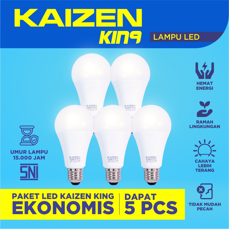 Jual PAKET LAMPU LED KAIZEN KING ISI 5 - BOHLAM PUTIH LED KAIZEN KING ...