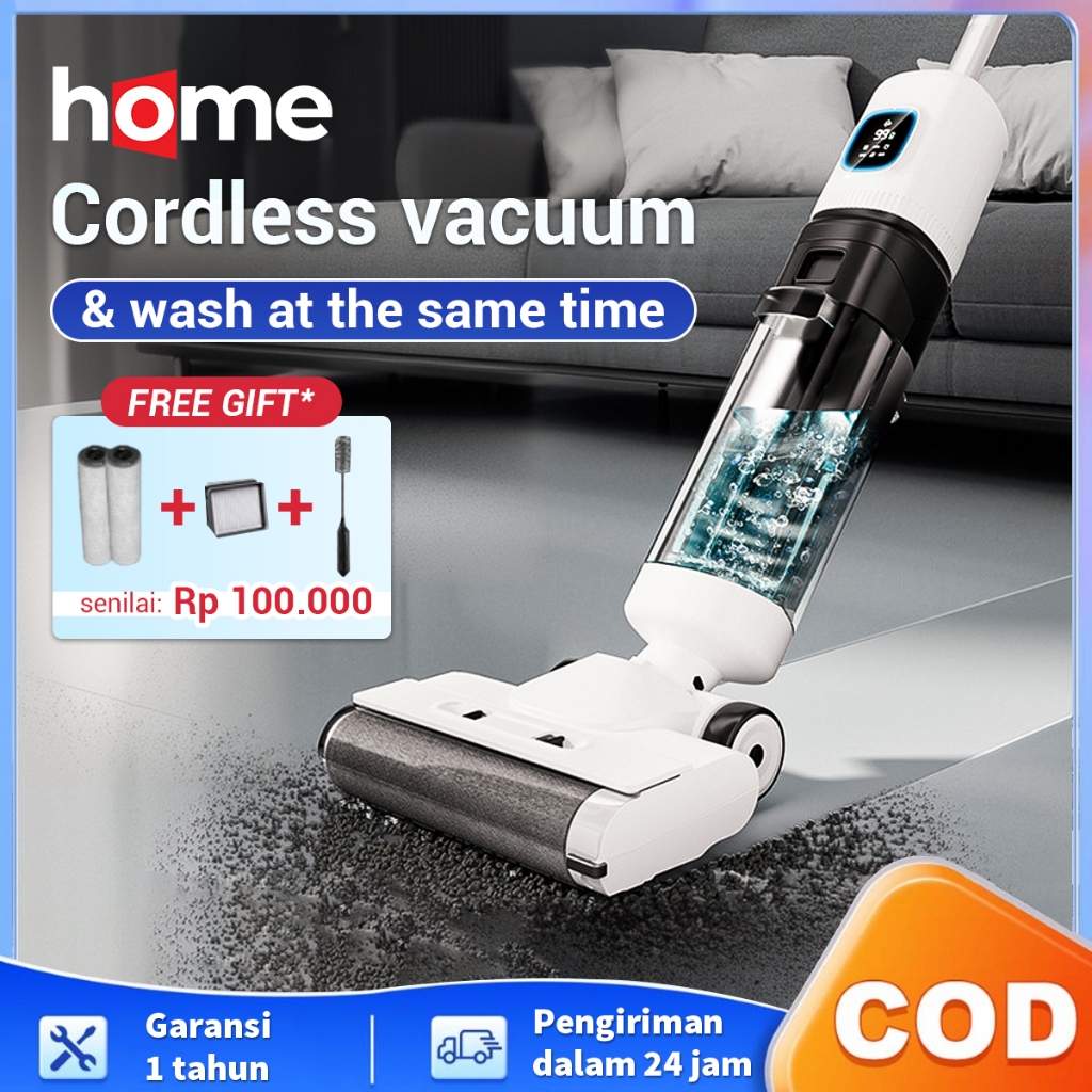 Jual Elegan Home Powerful Wet Dry Cordless Stick Vacuum Cleaner Mop Scrubber Washer Penyedot ...