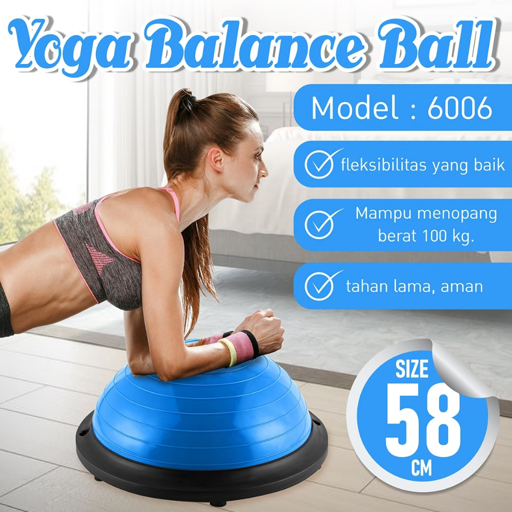 Jual HTD Sport Balance Ball Bosu Yoga Alat Olahraga Gym Pilates Fitness ...
