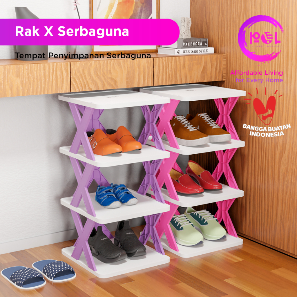Jual POL - Rak Sepatu X Plastik 2-8 Susun | Shopee Indonesia