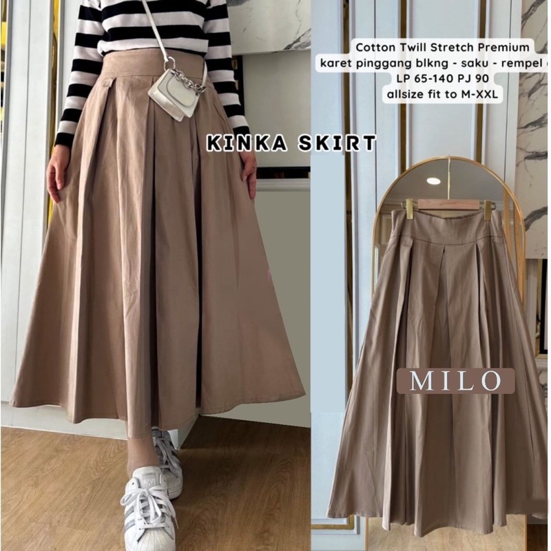 Jual soul.id kinka Skirt Rok Wanita Korean Style Polos Bahan Twill Rok ...
