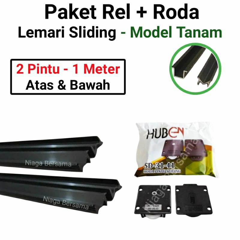 Jual Rel Sliding Lemari 2 Pintu 1 Meter Model Tanam Plus Roda Geser SD ...