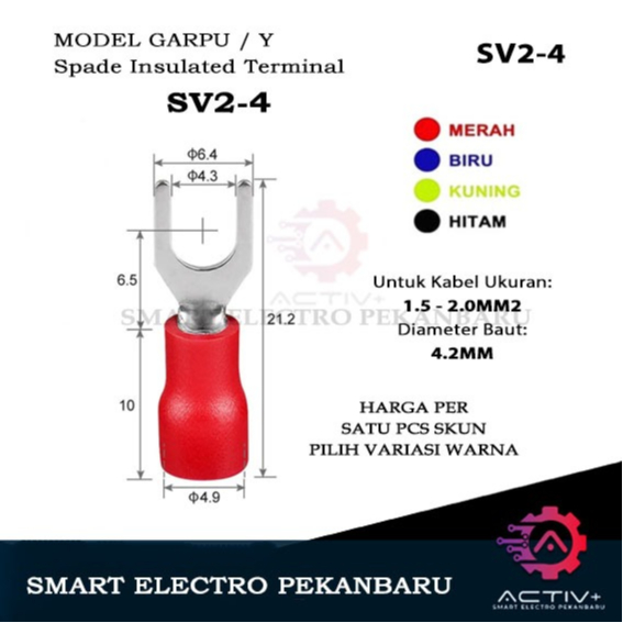 Jual ORIGINAL SKUN Y (SV2-4 2-4) PILIH VARIASI WARNA 2-4 SKUN GARPU (Untuk 4mm baut, untuk kabel ...