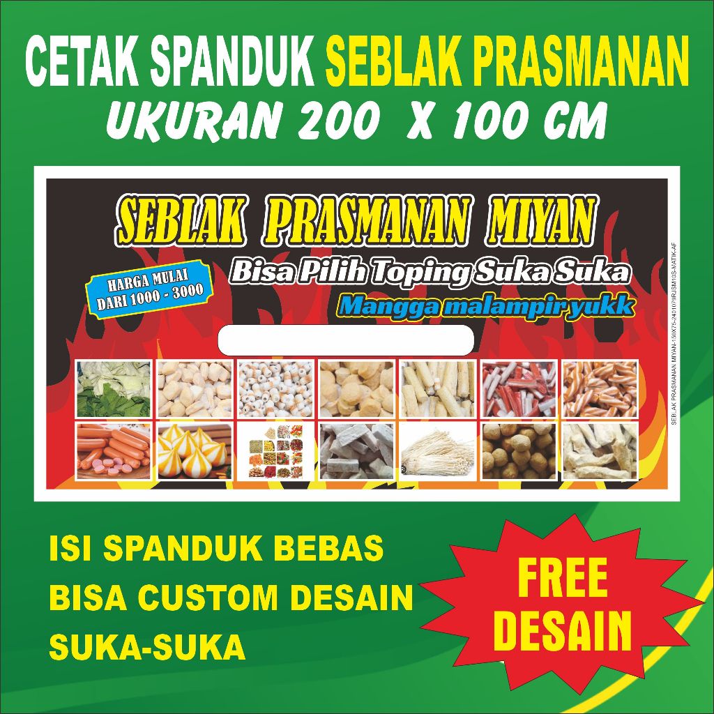 Jual Spanduk Jualan Seblak Prasmanan Unik bisa Custom Request dan ...