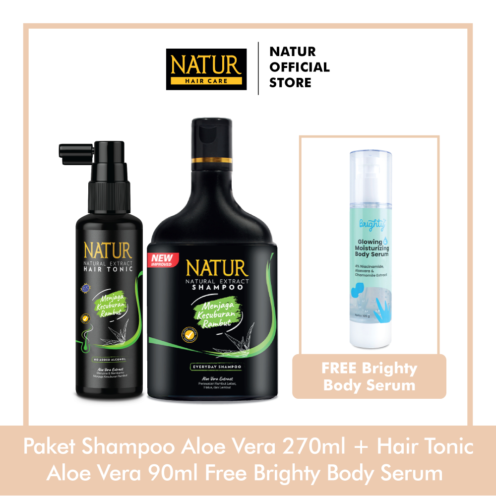 Jual NATUR Shampo Aloevera 270 ml + Hair Tonik Aloevera 90 ml - Paket ...