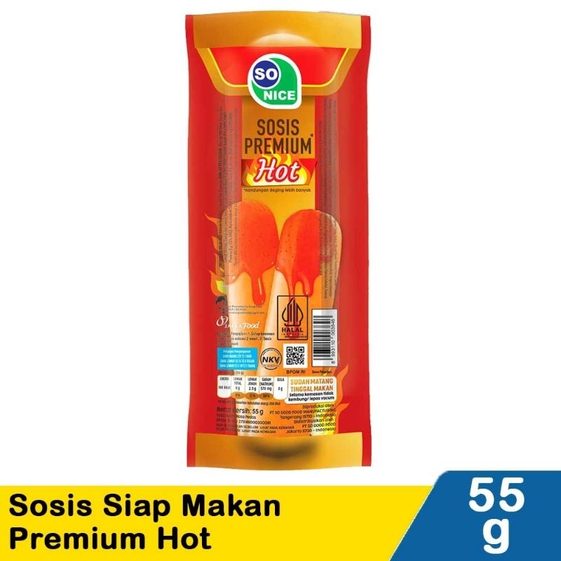 Jual So Nice Sosis Premium Hot 55 gr / Sosis So Nice Premium hot 55 gr | Shopee Indonesia