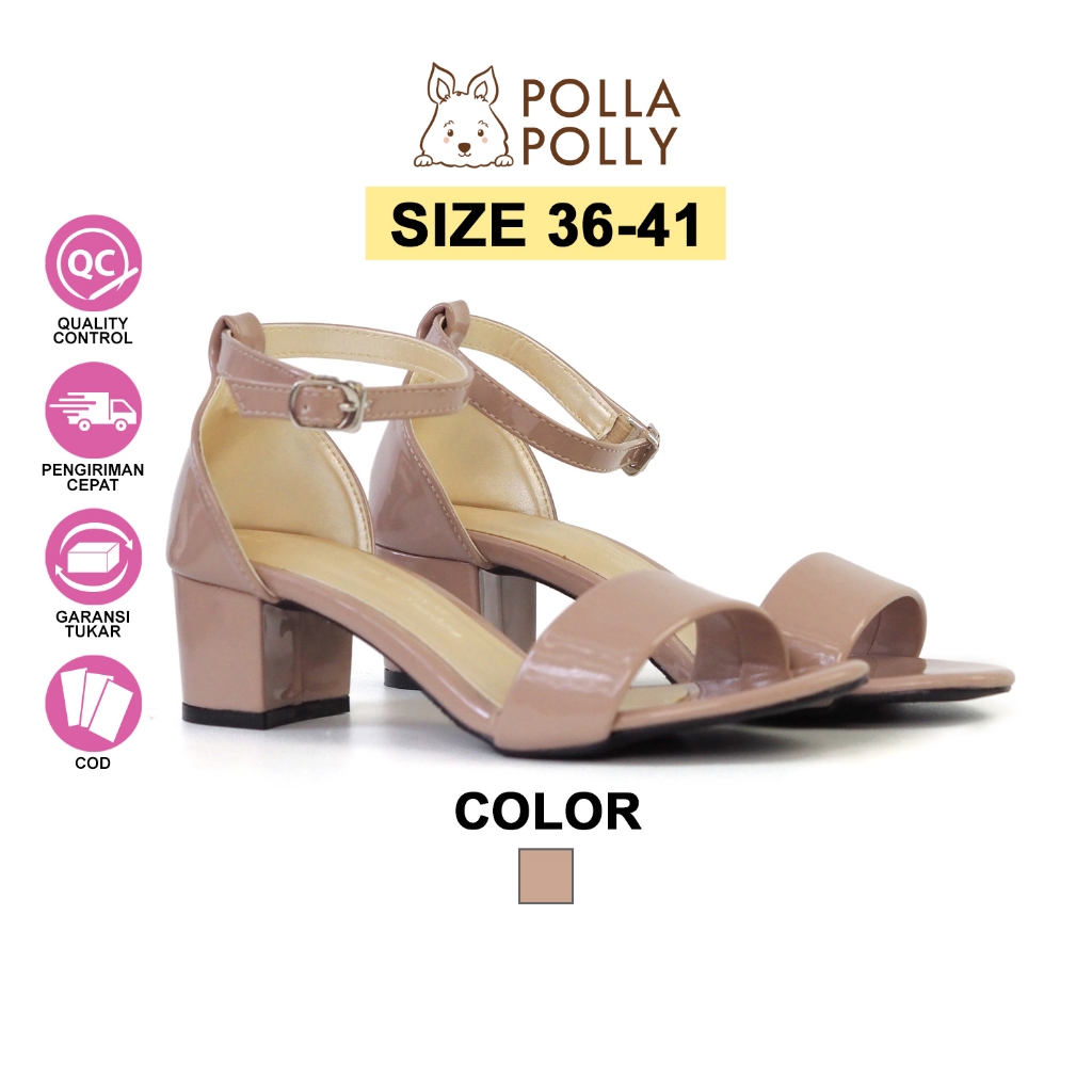 Jual Polla Polly X Nadia Khaki - Sandal Heels Wanita 5 cm (36-41) Model ...