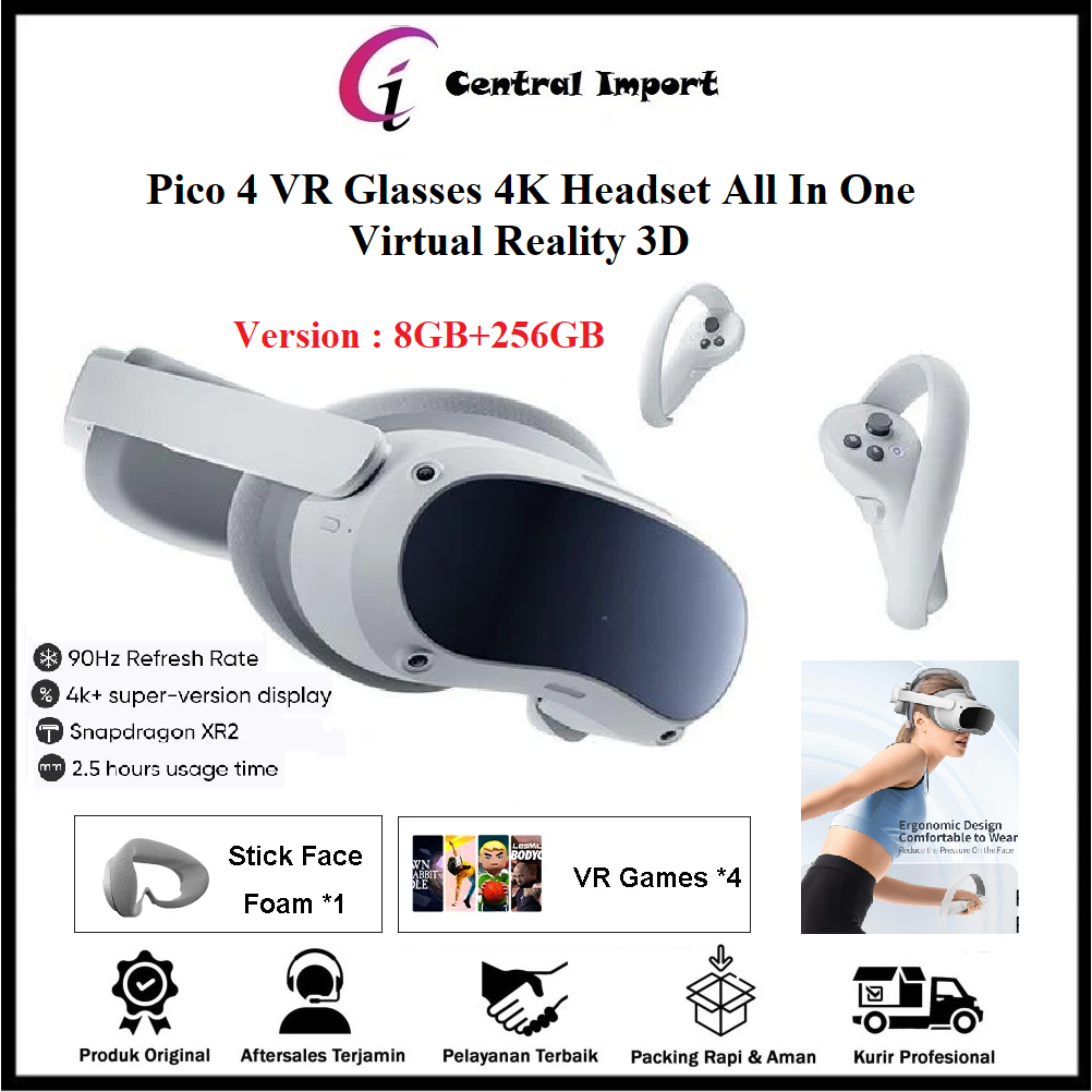 Jual Pico 4 VR Glasses 4K Headset All In One Virtual Reality 3D 8GB ...
