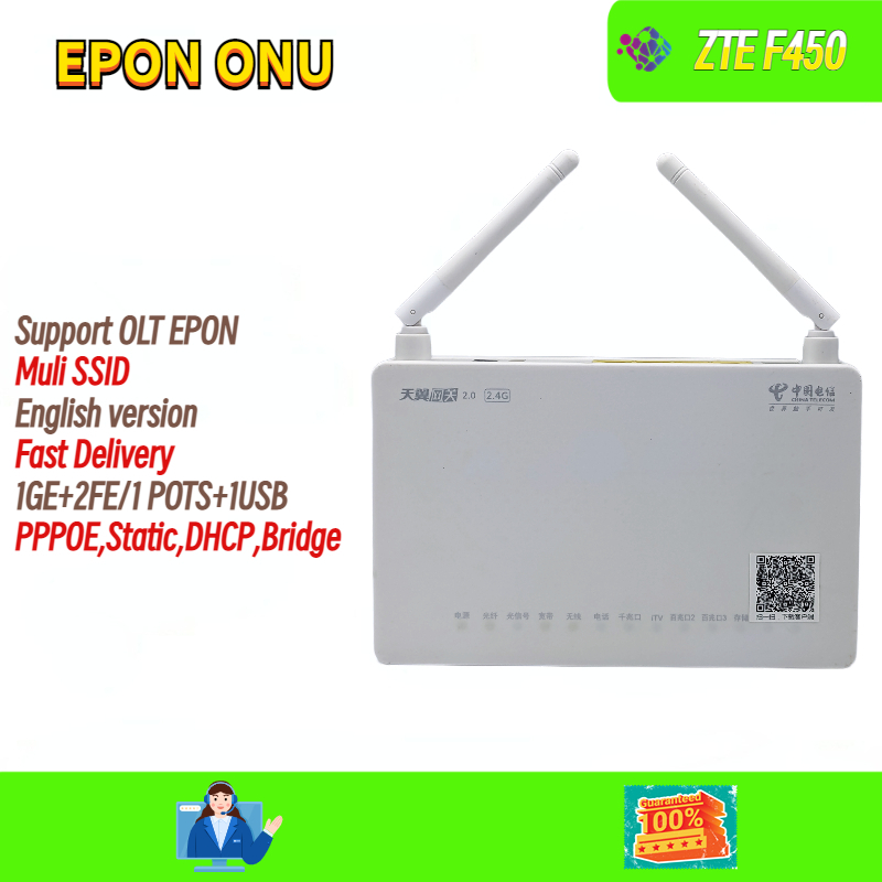 Jual ONT EPON ONU ZTE ZXHN F450 V2 ACCESS POINT WIRELESS WIFI English ...