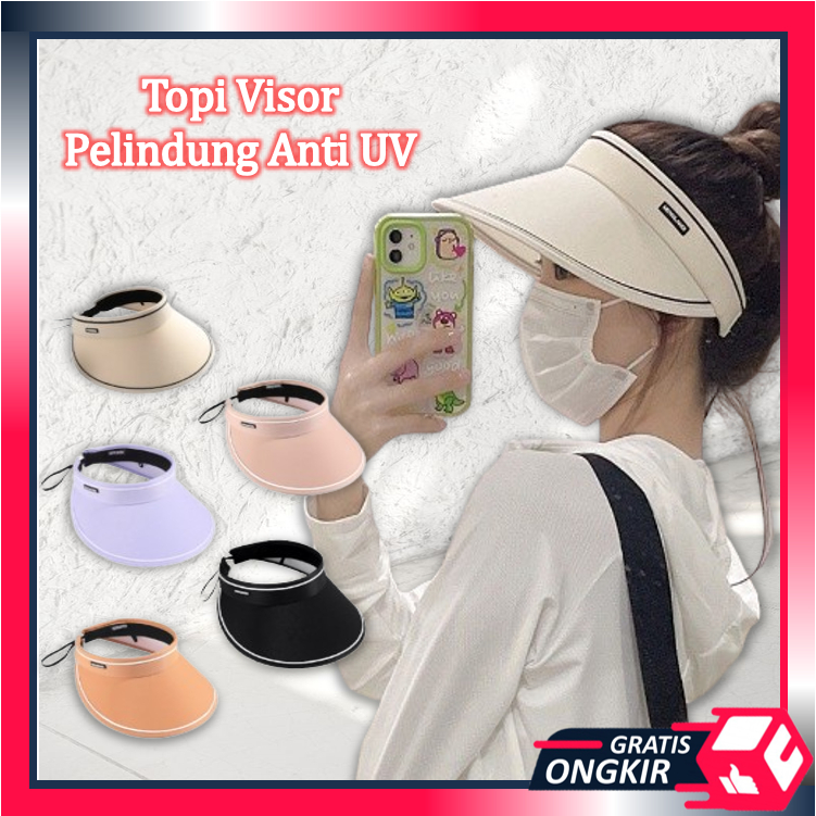 Jual Gratis Ongkir - T5853 Topi Pantai Pelindung Anti UV / Topi Visor ...
