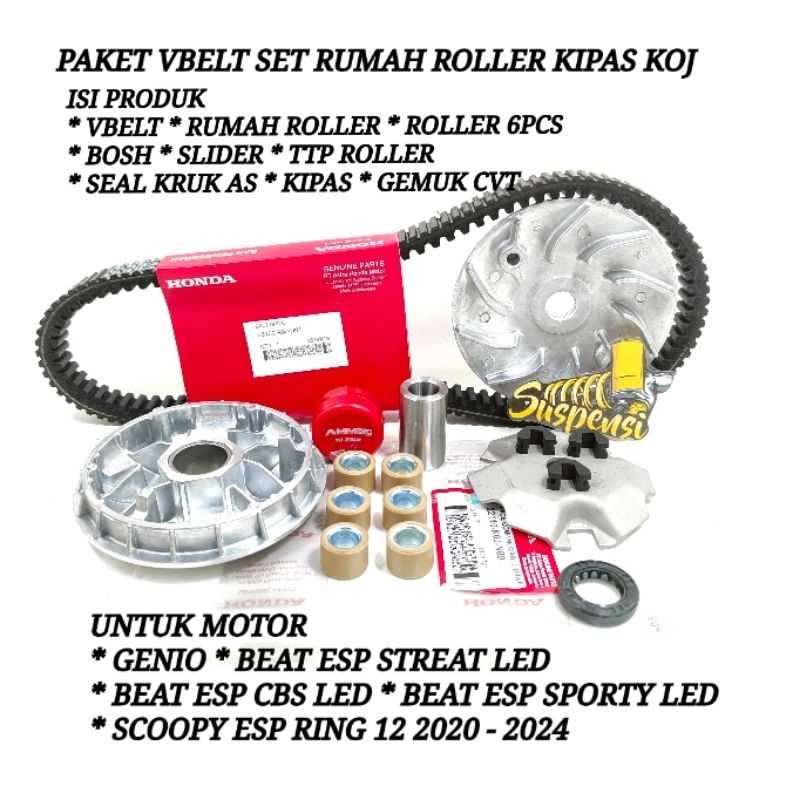Jual PAKET RUMAH ROLLER SET KIPAS VBELT GENIO SCOOPY NEW RING 12 BEAT DELUXE NEW LED KOJ ...