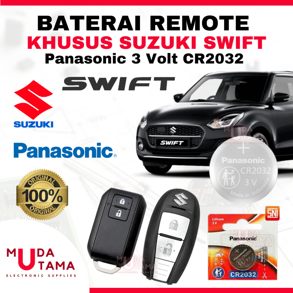 Jual Baterai Remote Mobil SUZUKI SWIFT - ORIGINAL PANASONIC CR2032 3 ...