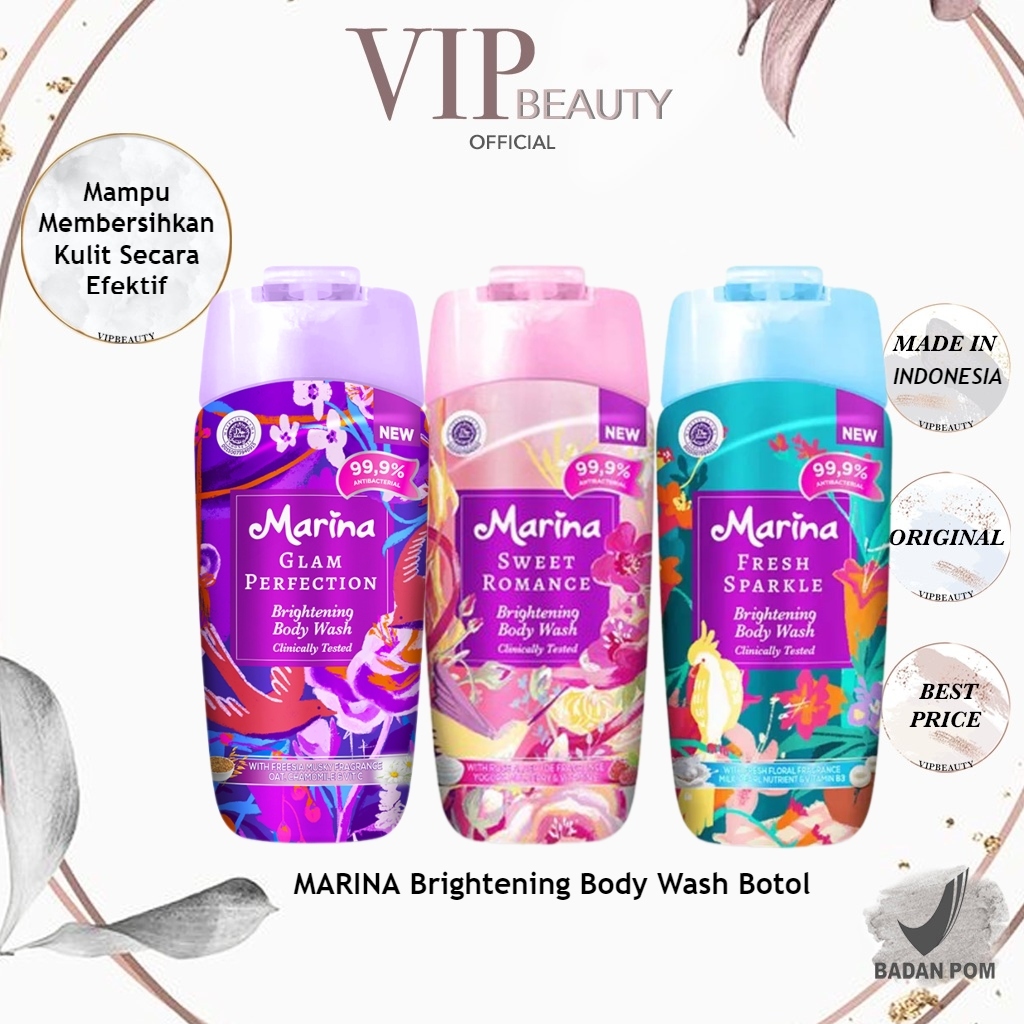 Jual MARINA Brightening Body Wash Botol 95ml - Sabun Cair | Shopee Indonesia