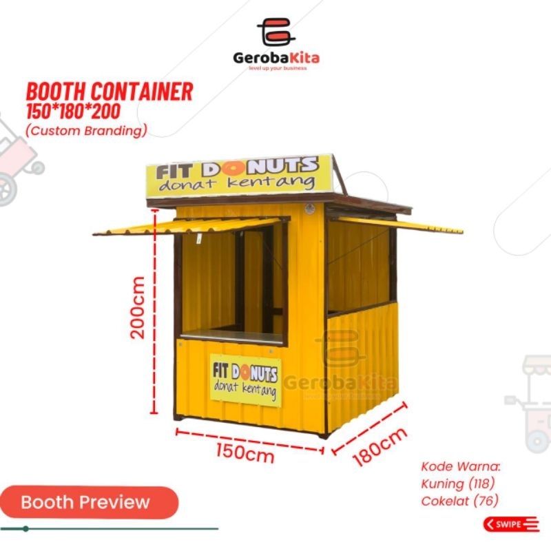 Jual booth kontainer ukuran 150x180x200 custom tempat etalase ...