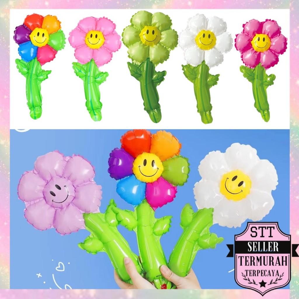 Jual STT Balon Foil Tongkat Bunga Matahari Balon Sunflower Polos ...