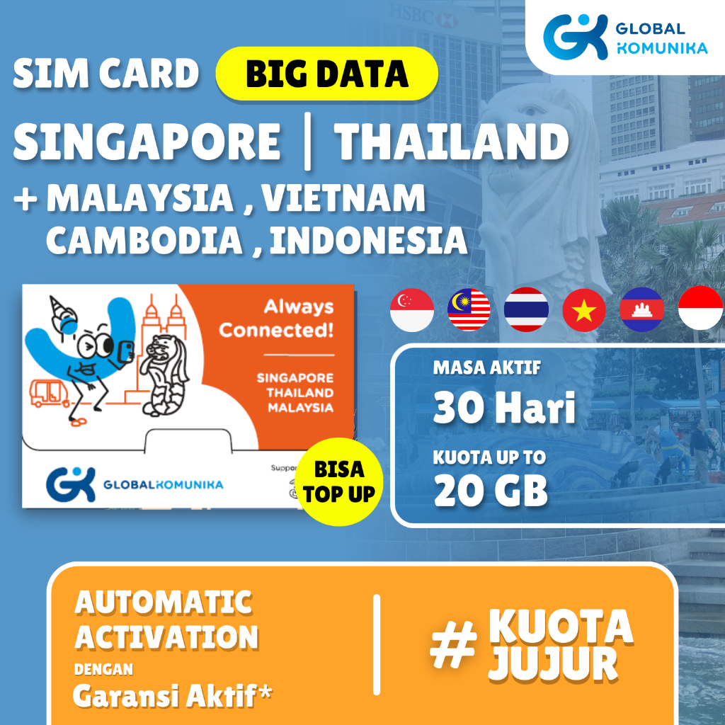 Jual Sim Card Singapore Malaysia Thailand Kuota Besar | Simcard Singapura Global Komunika ...