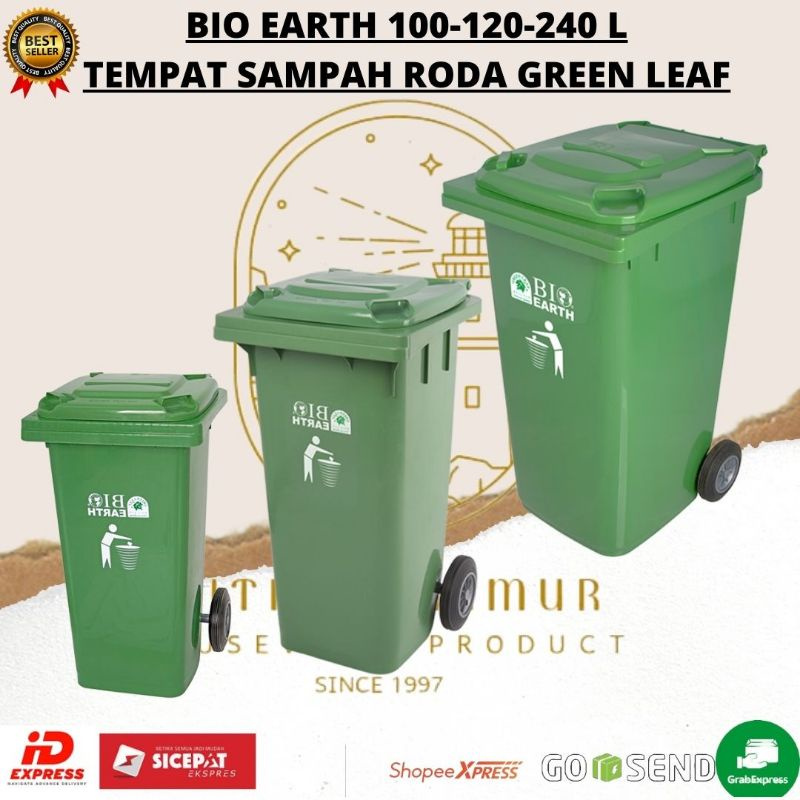 Jual GREEN LEAF - BIO EARTH / TEMPAT SAMPAH RODA 100-120-240 LITER ...