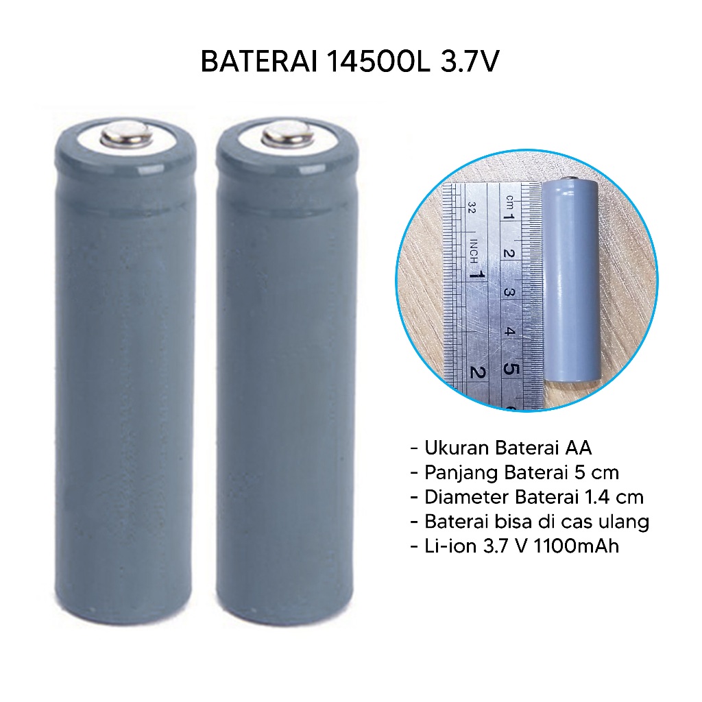 Jual Baterai Rechargeable AA 3.7V 14500L Baterai Cas 3.7V 1100mAh ...