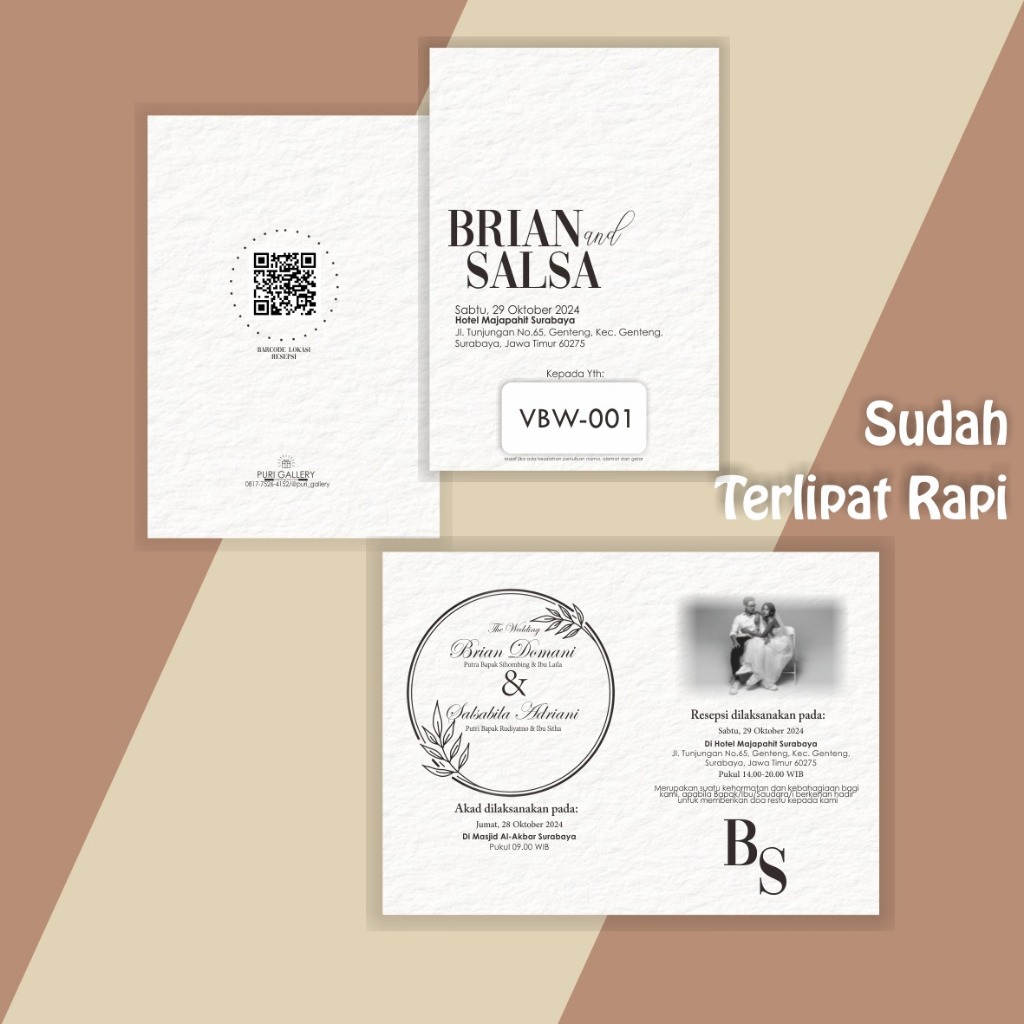 Jual Undangan Costum Template Hitam Putih, Undangan Seri VBW, Undangan ...