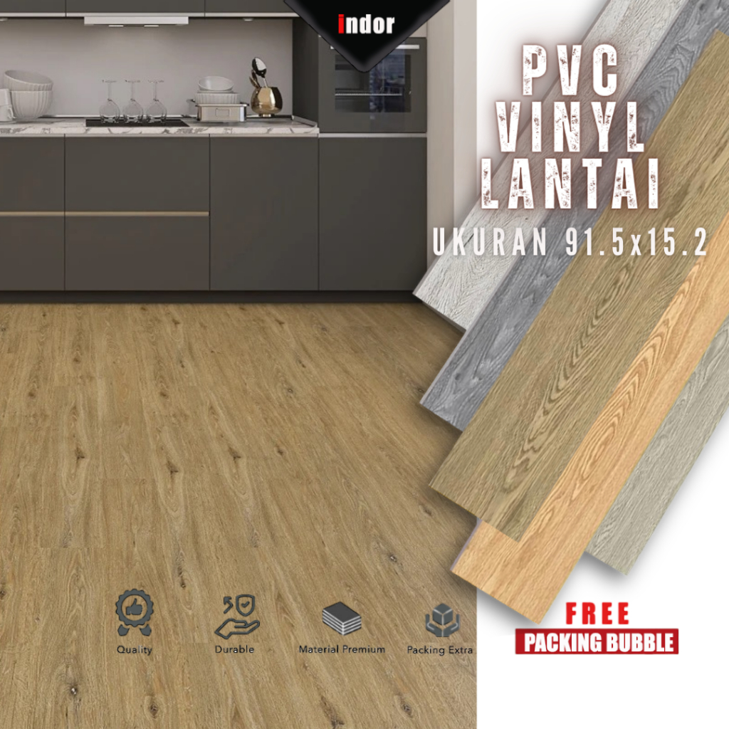 Jual Vinyl Lantai Stiker Motif Kayu 91.4 cm X 15.2 cm / Vinyl Flooring ...