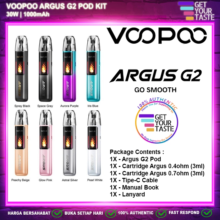 Jual Voopoo Argus G2 30W 1000mAh Pod Kit Authentic by Voopoo | Shopee ...