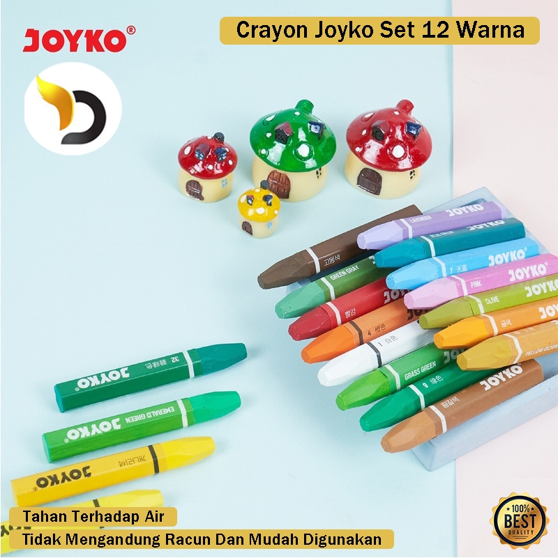 Jual Crayon Set Joyko 12 Warna Oil Pastel Joyko Crayon Mewarnai Anti ...