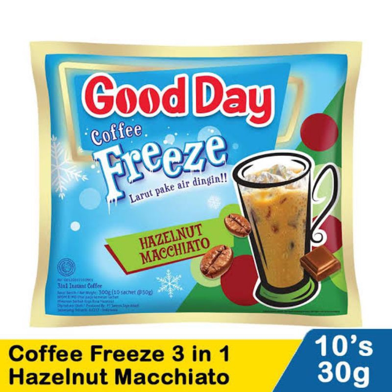 Jual Good Day Coffee Freeze Hazelnut Macchiato 30 Gram x 10 pcs (1 ...