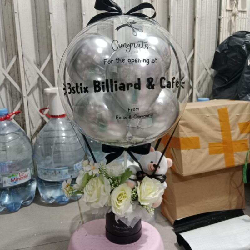 Jual Buket Balon Bucket Bunga Artificial + Teddy (Premium Flowers ...