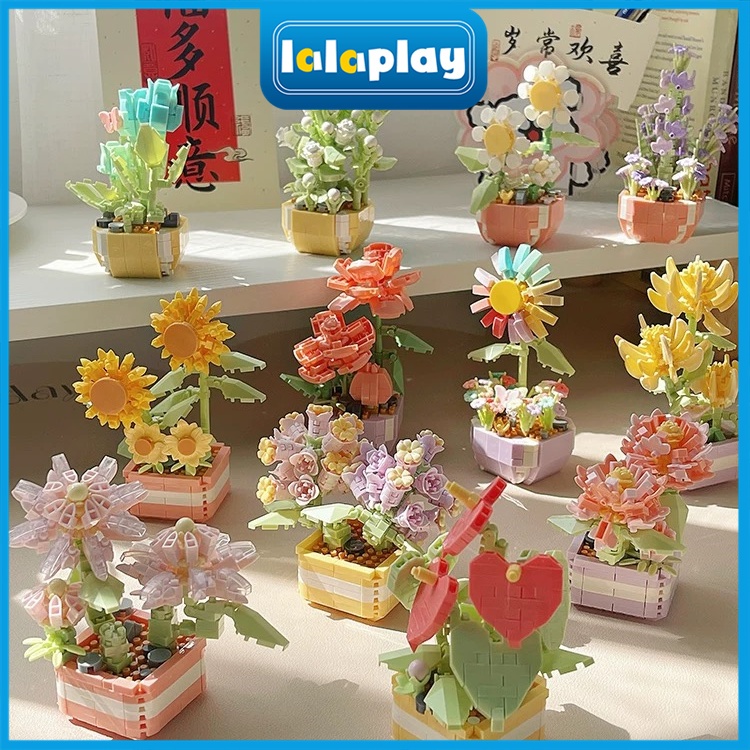 Jual Lalaplay Bricks Block Pot Bunga Mainan Balok Susun DIY Hadiah ...