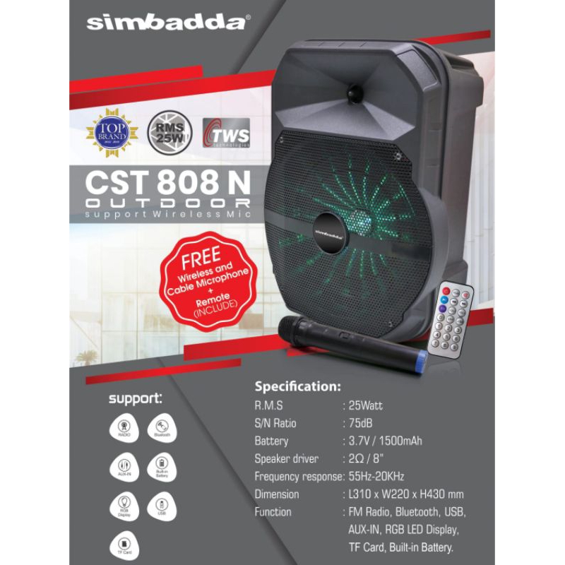 Jual SPEAKER SIMBADDA PORTABEL OUTDOOR CST 808N ORIGINAL | Shopee Indonesia