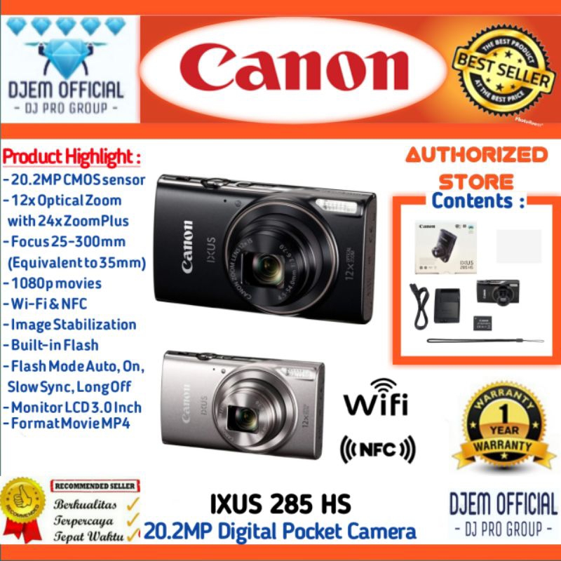 Jual CANON IXUS 285 HS Digital Pocket Camera Ixus 285HS WiFi NFC Full ...