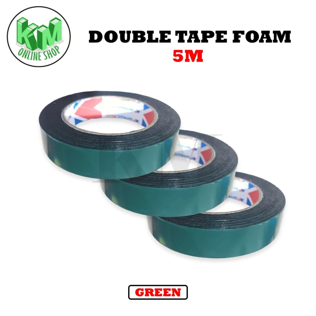 Jual Double Tape Foam 1" Inch x 5 m / Double Tape Hijau / Double Side ...