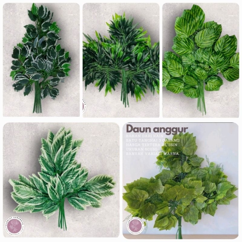 Jual DAUN DEKORASI-1 LUSIN MACAM² DAUN DEKORASI-DAUN ANGGUR-DAUN MANGGA ...