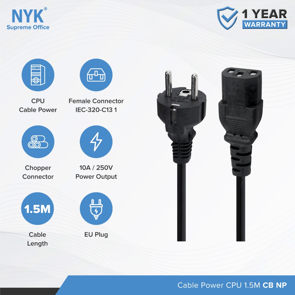 Jual NYK Kabel Power Universal Original 1.5 Meter | Shopee Indonesia