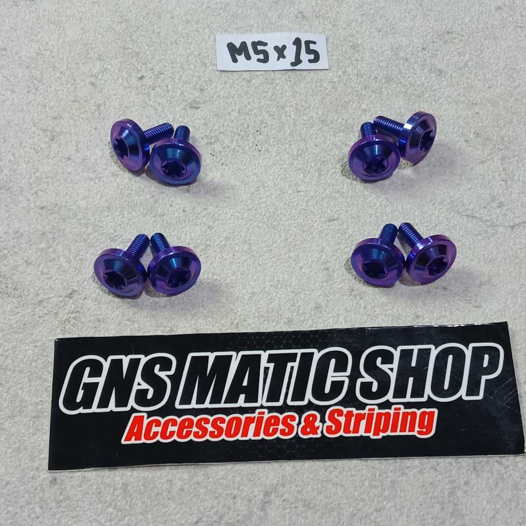 Jual baut probolt titanium M5x15 drat 8 panjang 1.5cm payung big head ...
